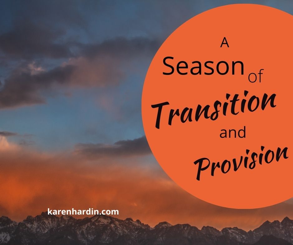 We are in a Season of Transition and Provision meme - Karen Hardin